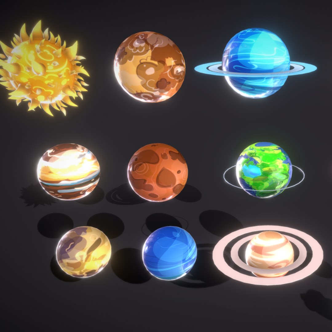 Cartoon Solar System1 3D Model - TurboSquid 2134181