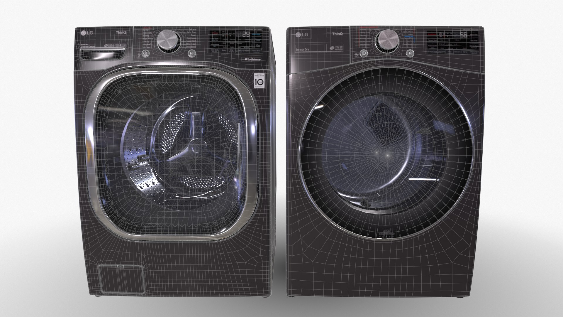 3D Model LG PBR Smart Washer Dryer Grey - TurboSquid 1980216