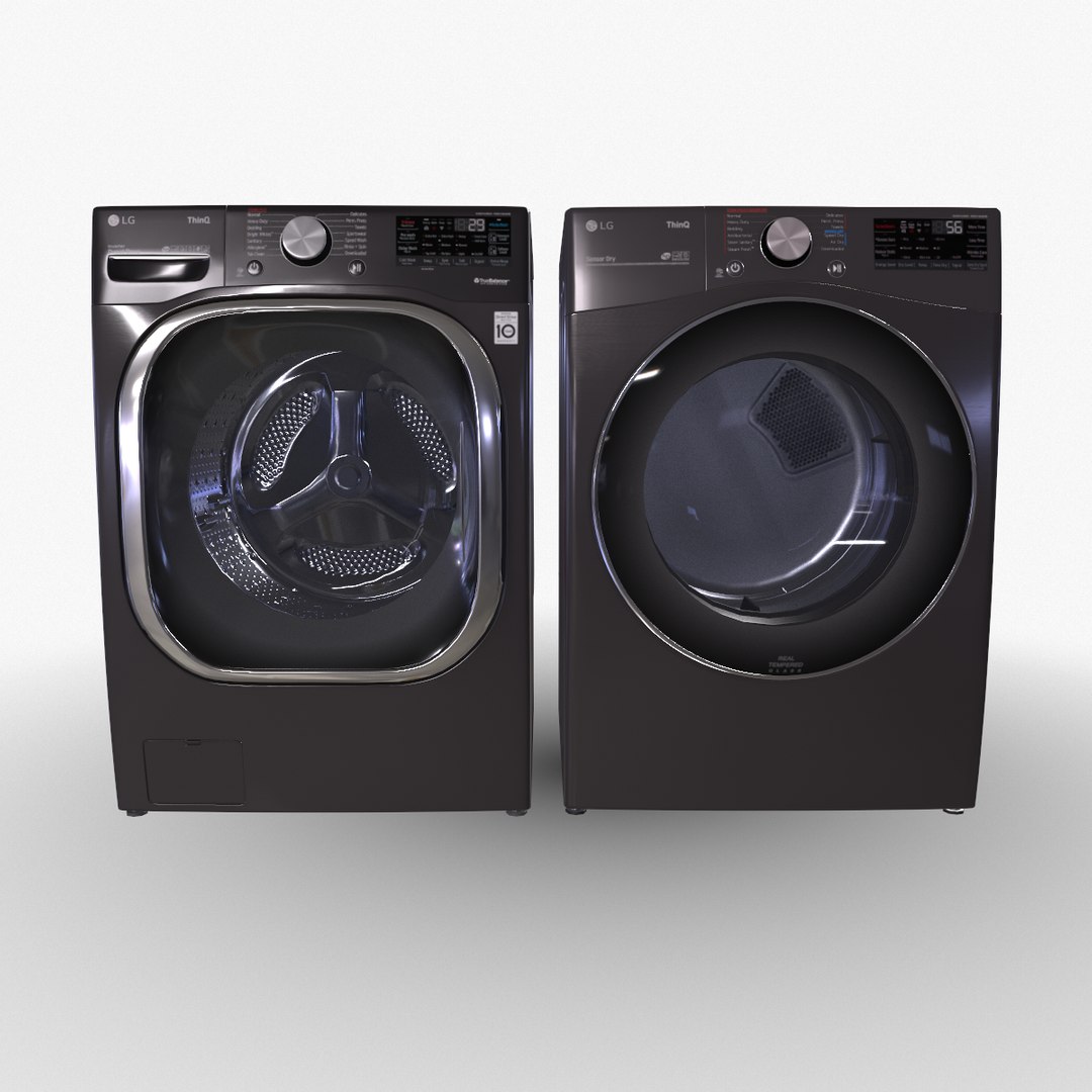 3D Model LG PBR Smart Washer Dryer Grey - TurboSquid 1980216