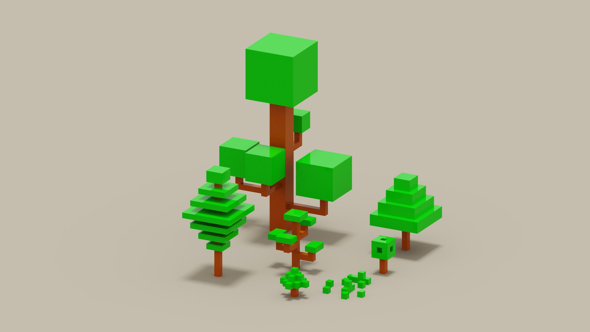 3D Isometric 3d Tree Set Model - TurboSquid 1951709