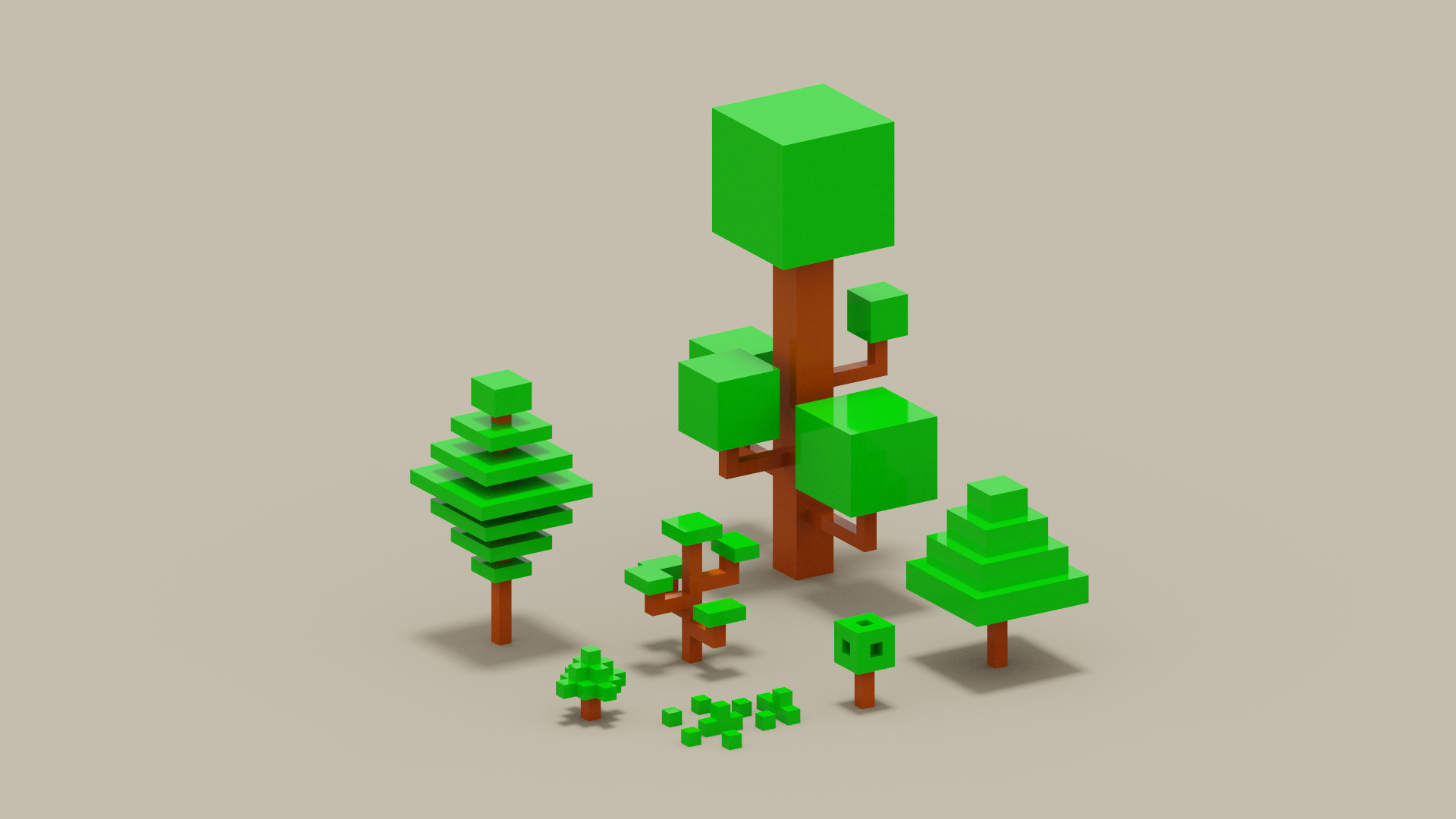 3D Isometric 3d Tree Set Model - TurboSquid 1951709