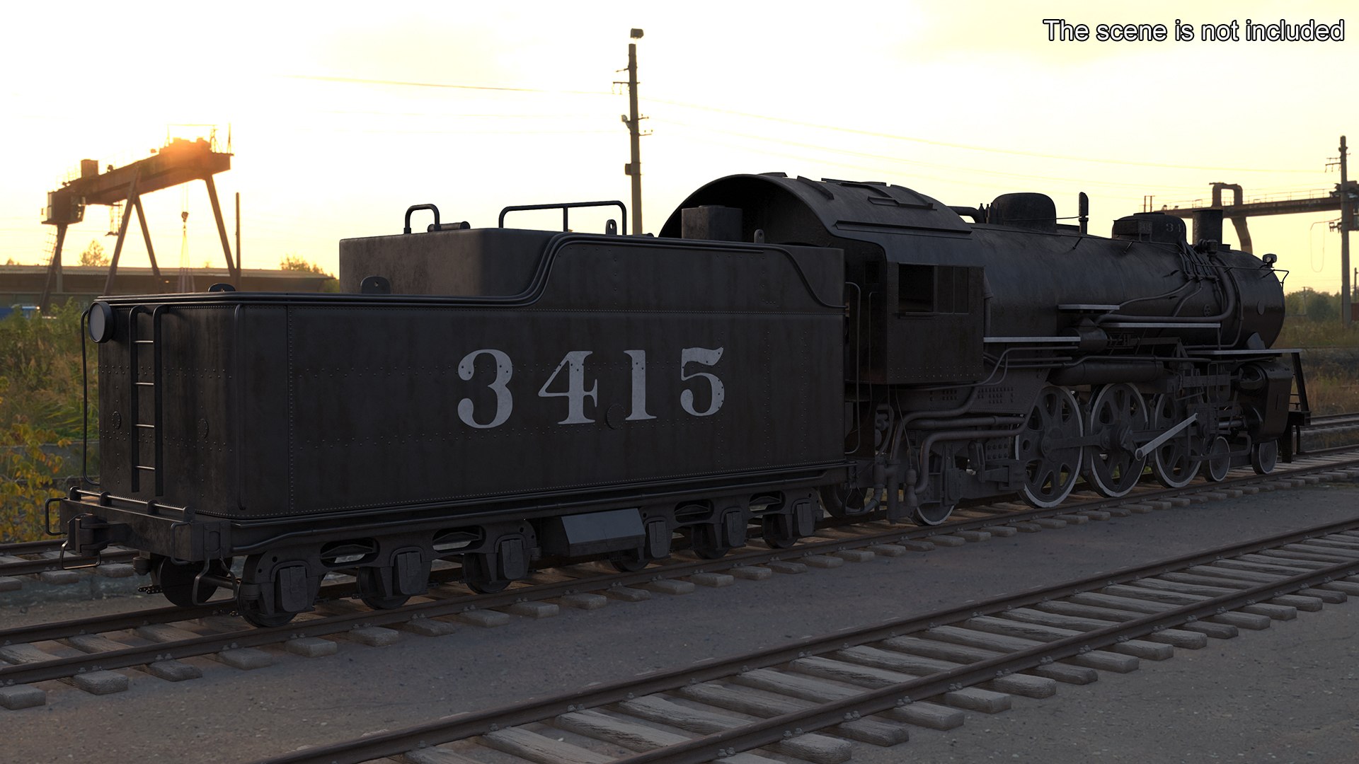 3D Vintage Steam Locomotive And Tender Rigged For Cinema 4D Model - TurboSquid 2440988