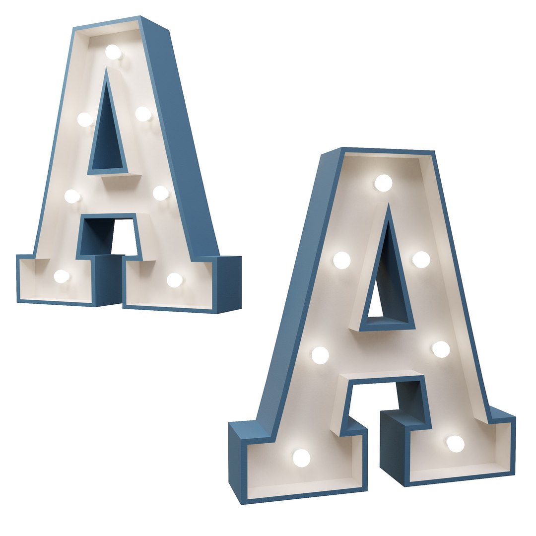 3D Marquee Letter A Glow Sign - TurboSquid 1974885
