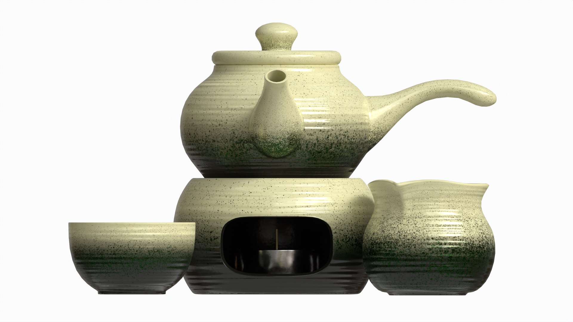 3D Model Japanese Kyusu Tea Set And Candle Warmer 01 - TurboSquid 2130114