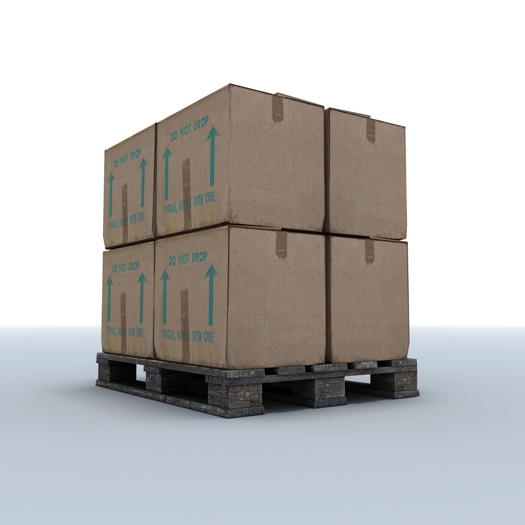 3D Wooden Pallet Stack Boxes Model - TurboSquid 1502302