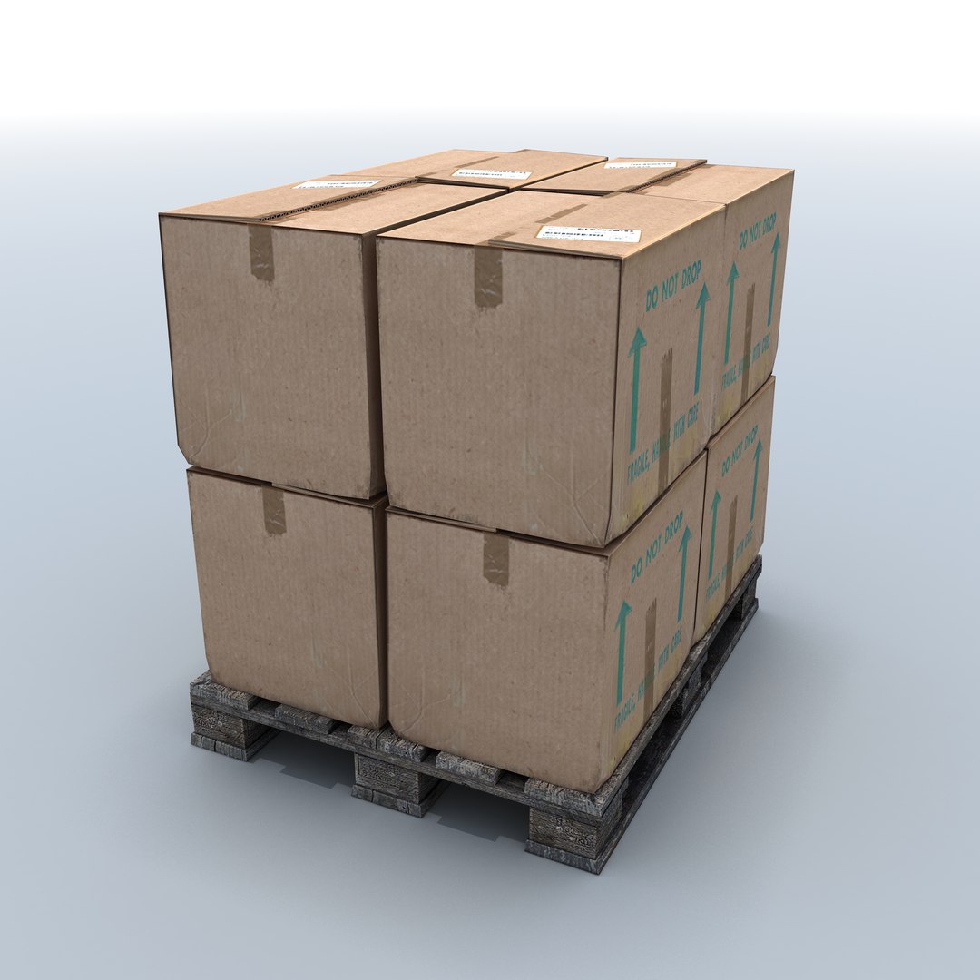 3D Wooden Pallet Stack Boxes Model - TurboSquid 1502302