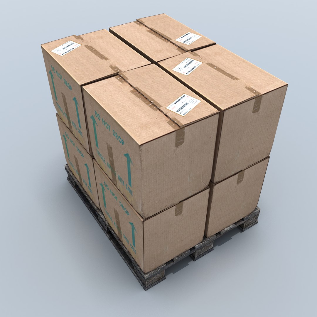 3D Wooden Pallet Stack Boxes Model - TurboSquid 1502302