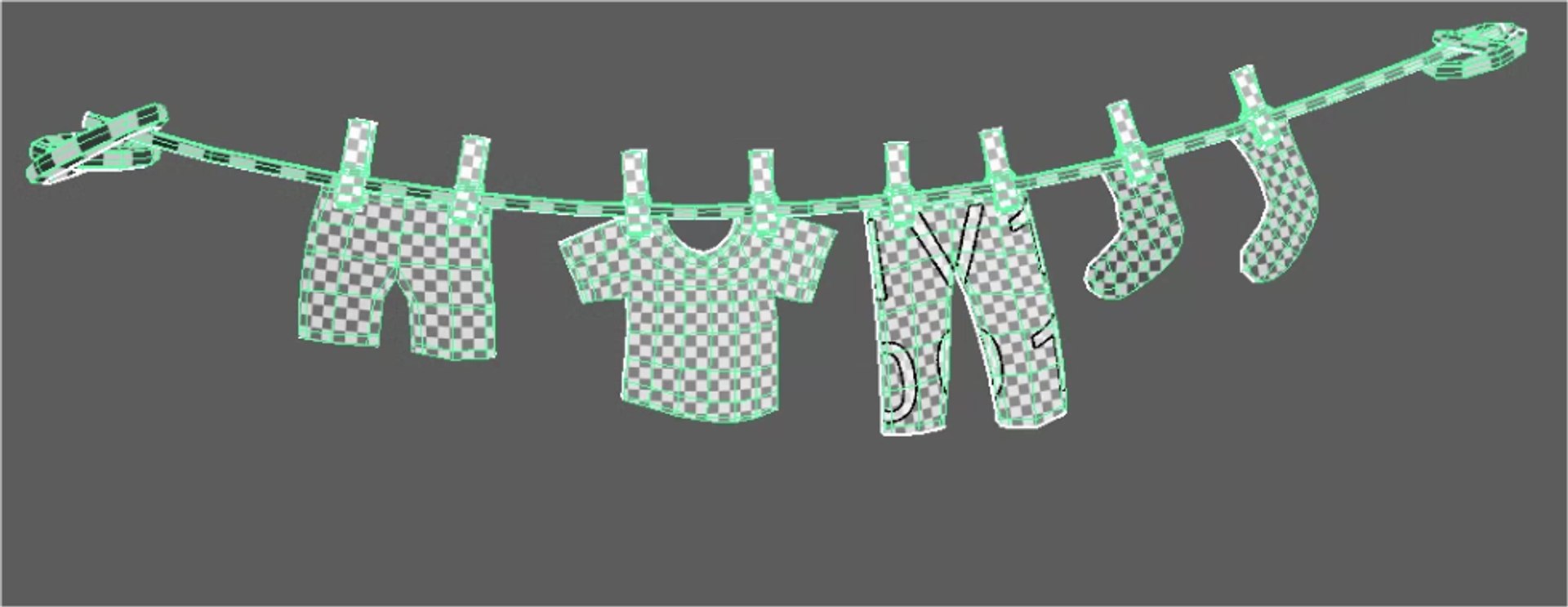 3D Clothesline Clothes Line Model - TurboSquid 1682851