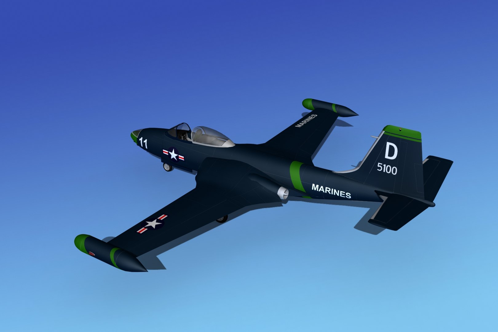 cockpit f2h banshee jet fighter 3d model