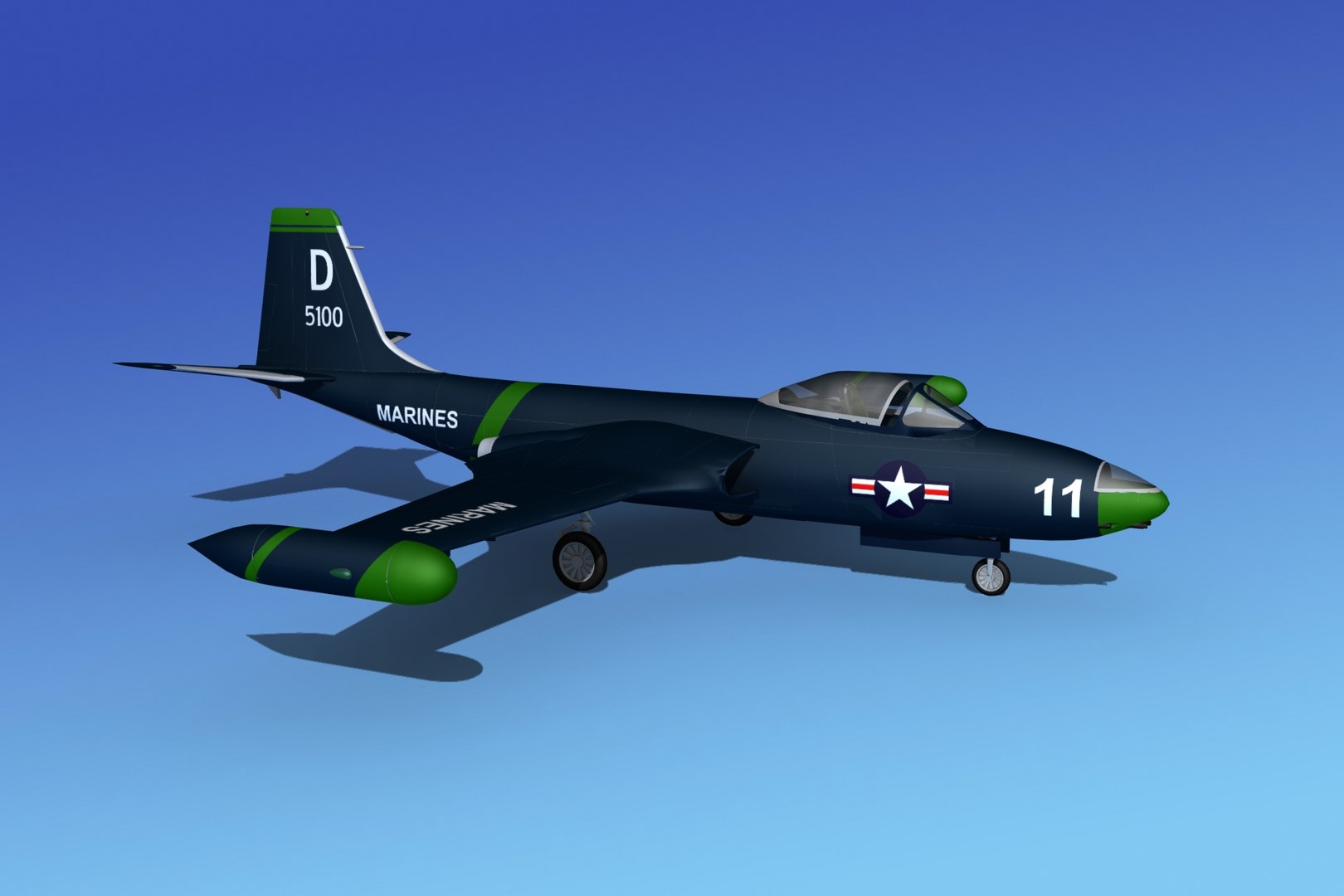cockpit f2h banshee jet fighter 3d model
