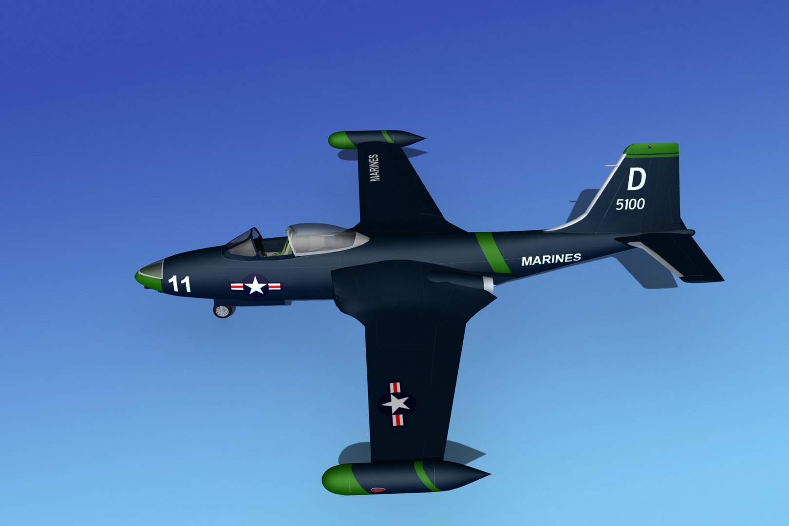 cockpit f2h banshee jet fighter 3d model