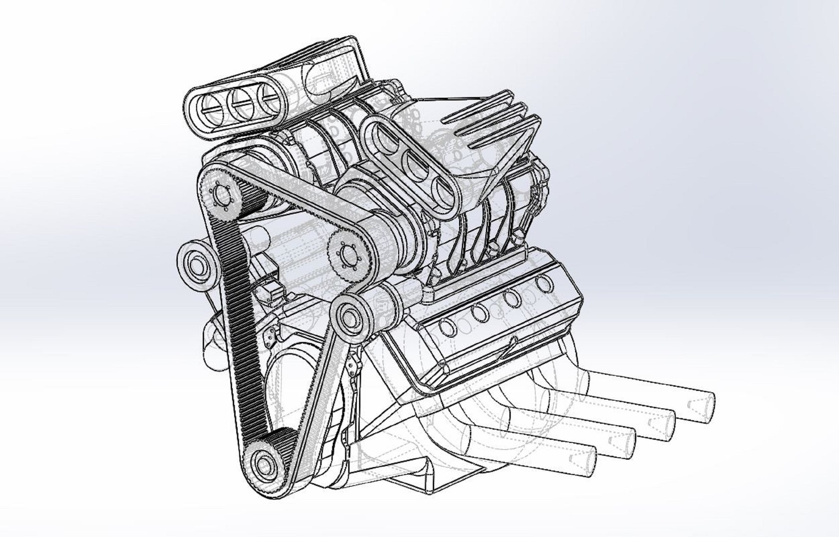 3D Diecast Engine V8 With Double Supercharger Version 3 Scale 1 To 25 ...