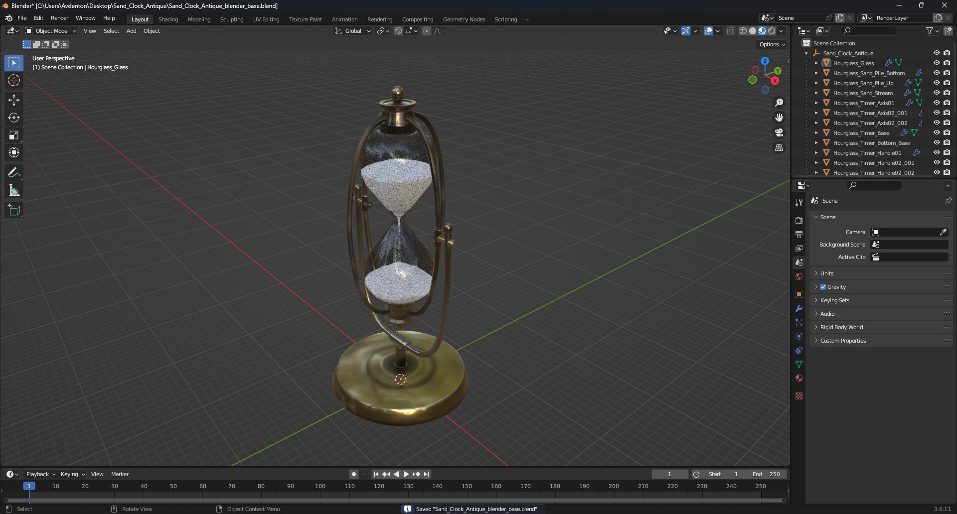 3D Model Sand Clock Antique - TurboSquid 2291252