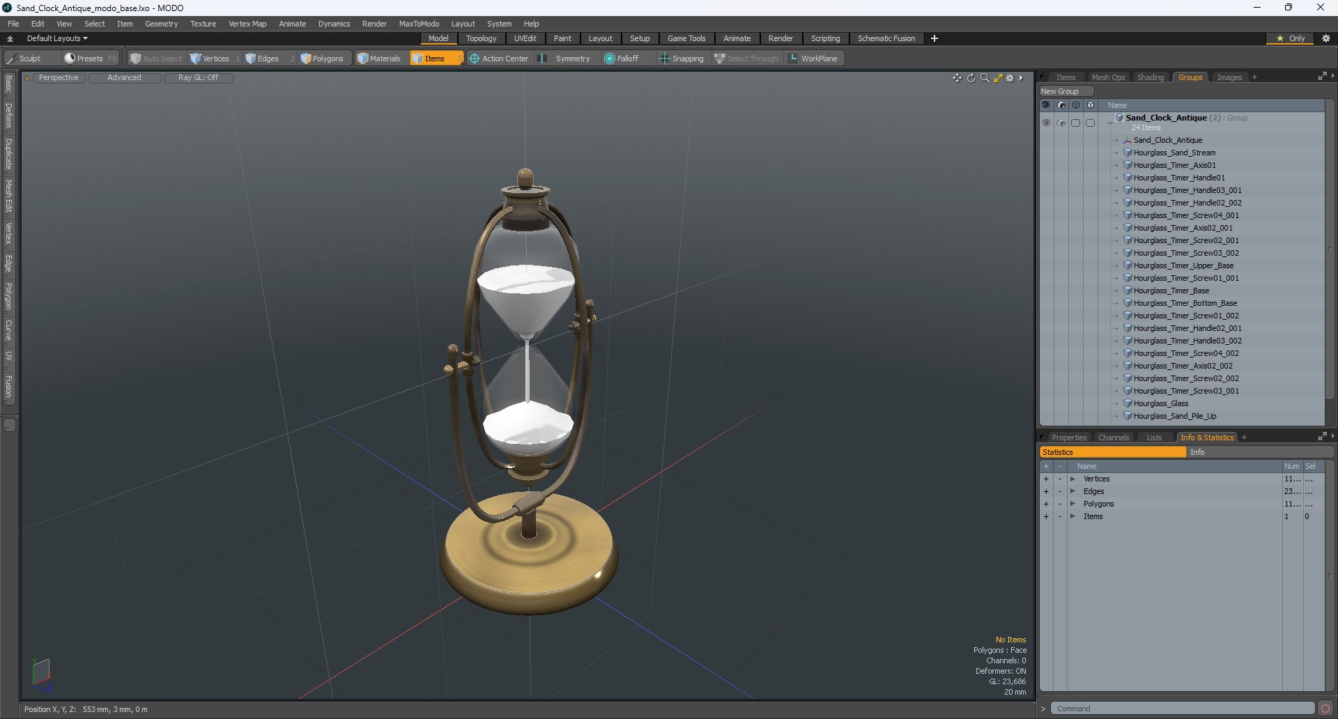3D Model Sand Clock Antique - TurboSquid 2291252
