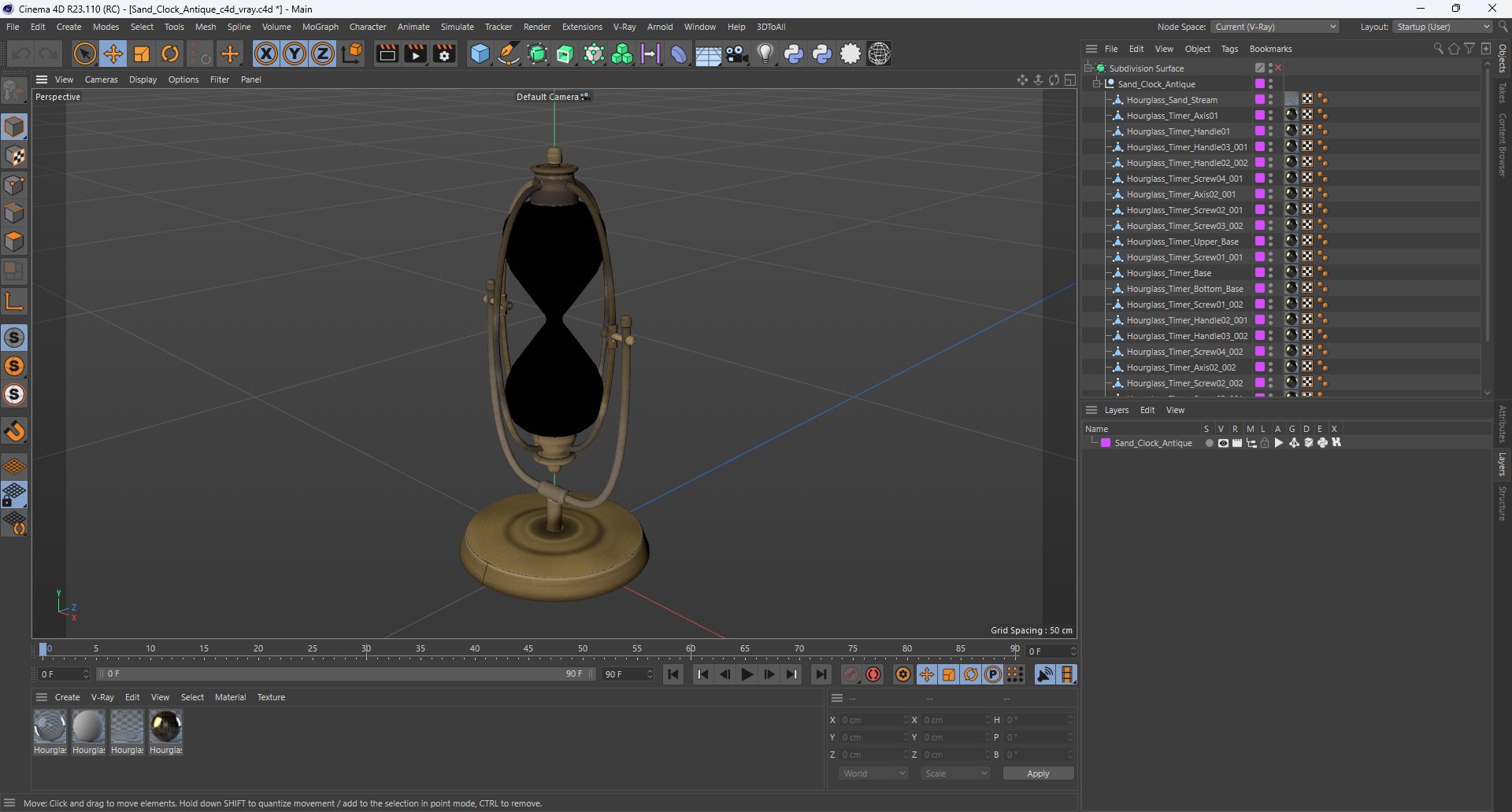 3D Model Sand Clock Antique - TurboSquid 2291252