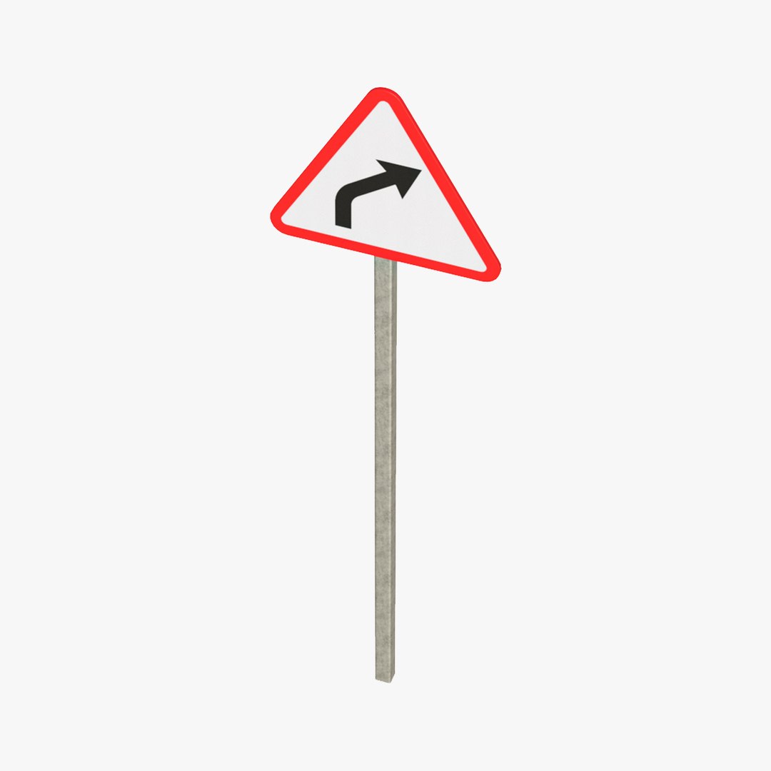 3D Right Curve Road Sign model - TurboSquid 2109505