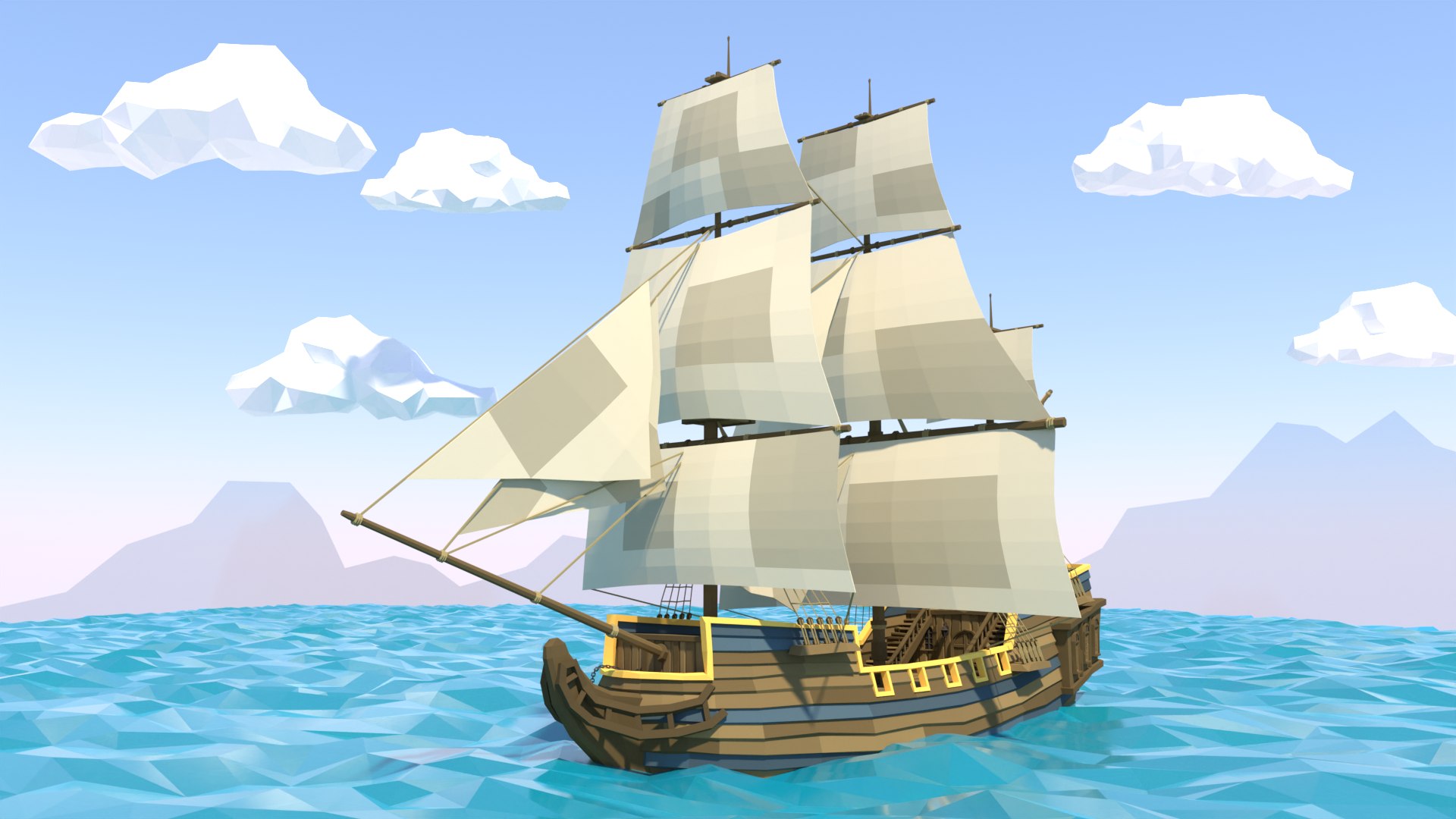 3D Ship Low Poly 3D Model - TurboSquid 2015664