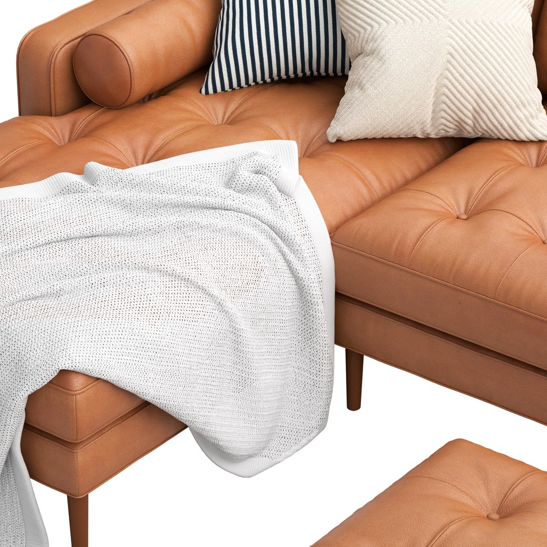 3D Castlery Madison Sofa With Chaise And Ottoman - TurboSquid 2166083