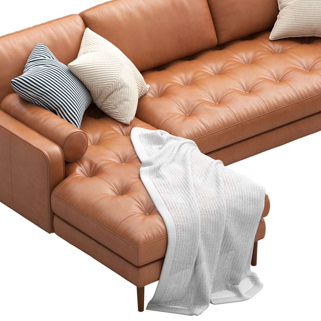 3D Castlery Madison Sofa With Chaise And Ottoman - TurboSquid 2166083