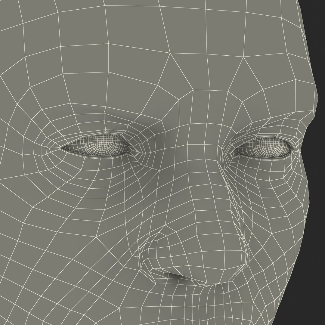 3d male head rigged model
