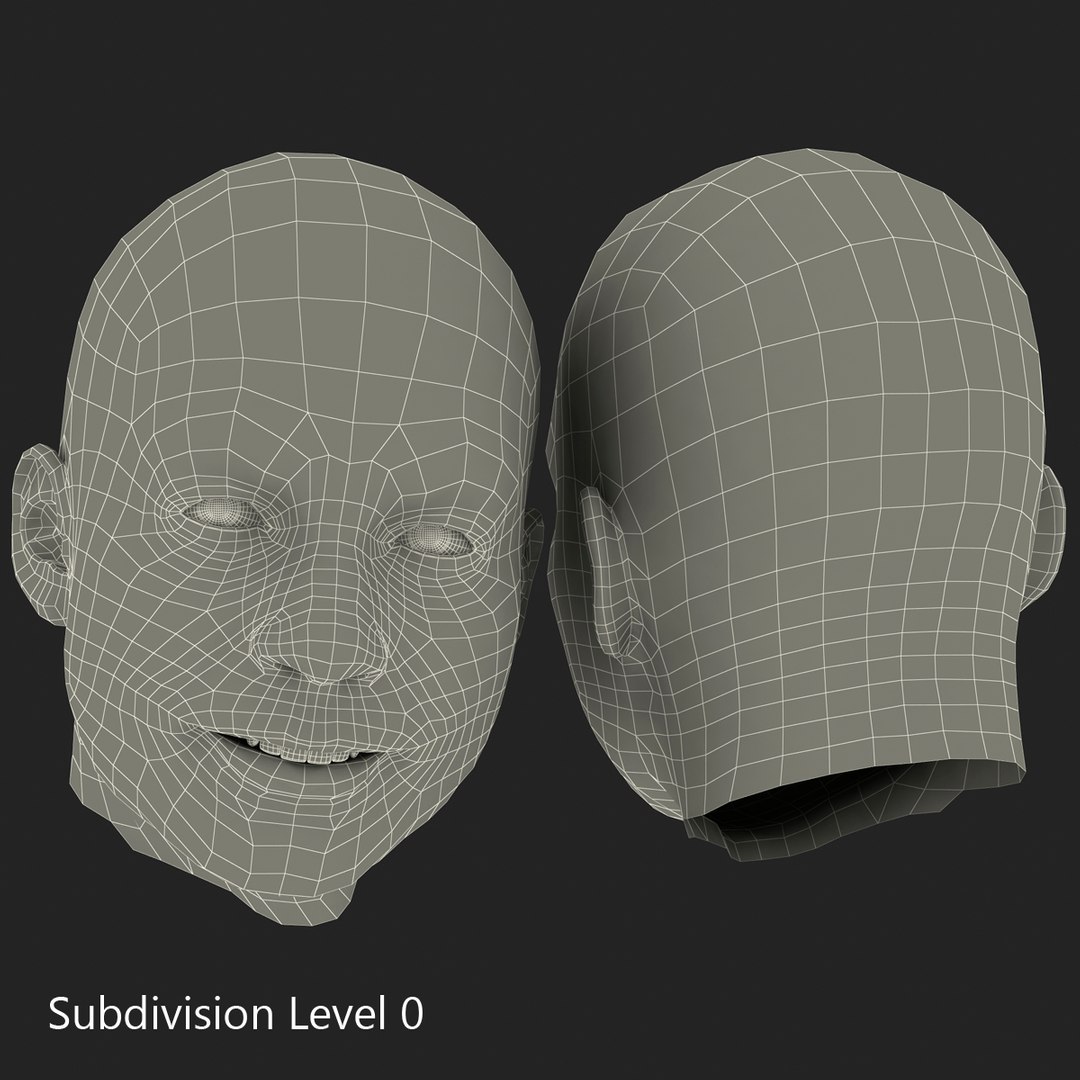 3d male head rigged model