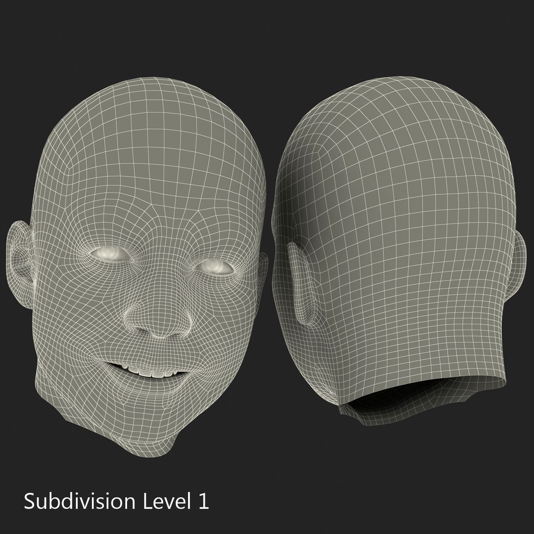 3d male head rigged model