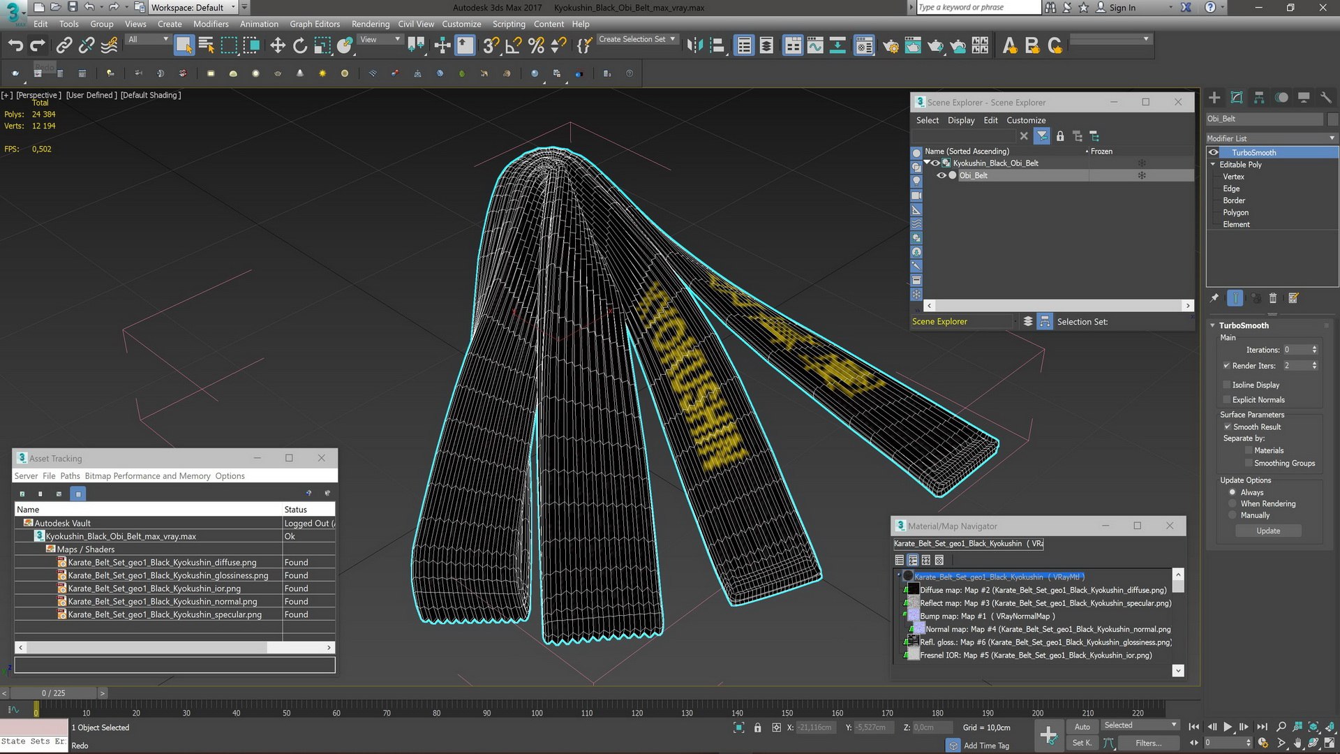 3D Kyokushin Black Obi Belt - TurboSquid 2133619