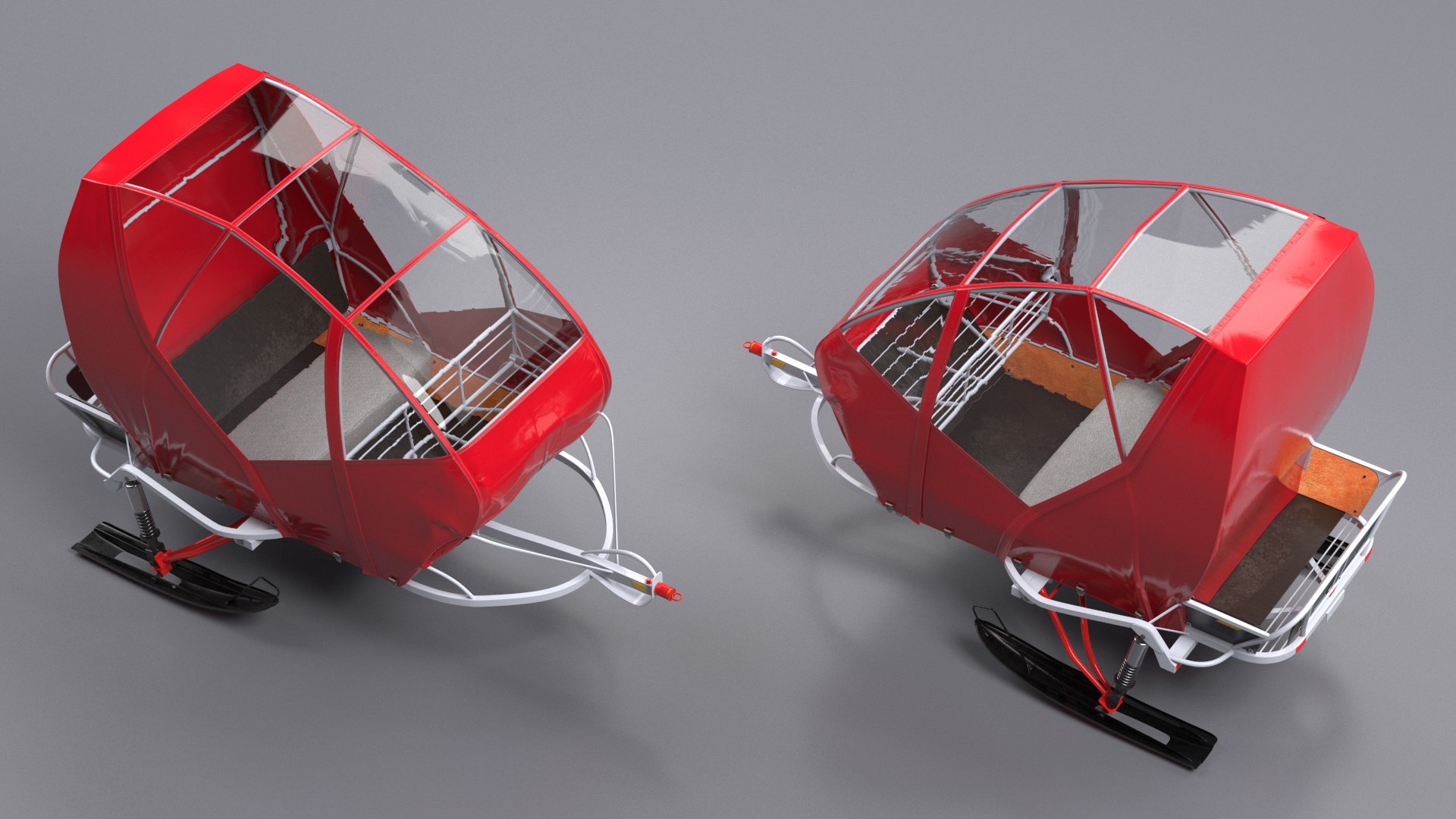 3D Model Snowmobile Carriage Trailer - TurboSquid 2274434