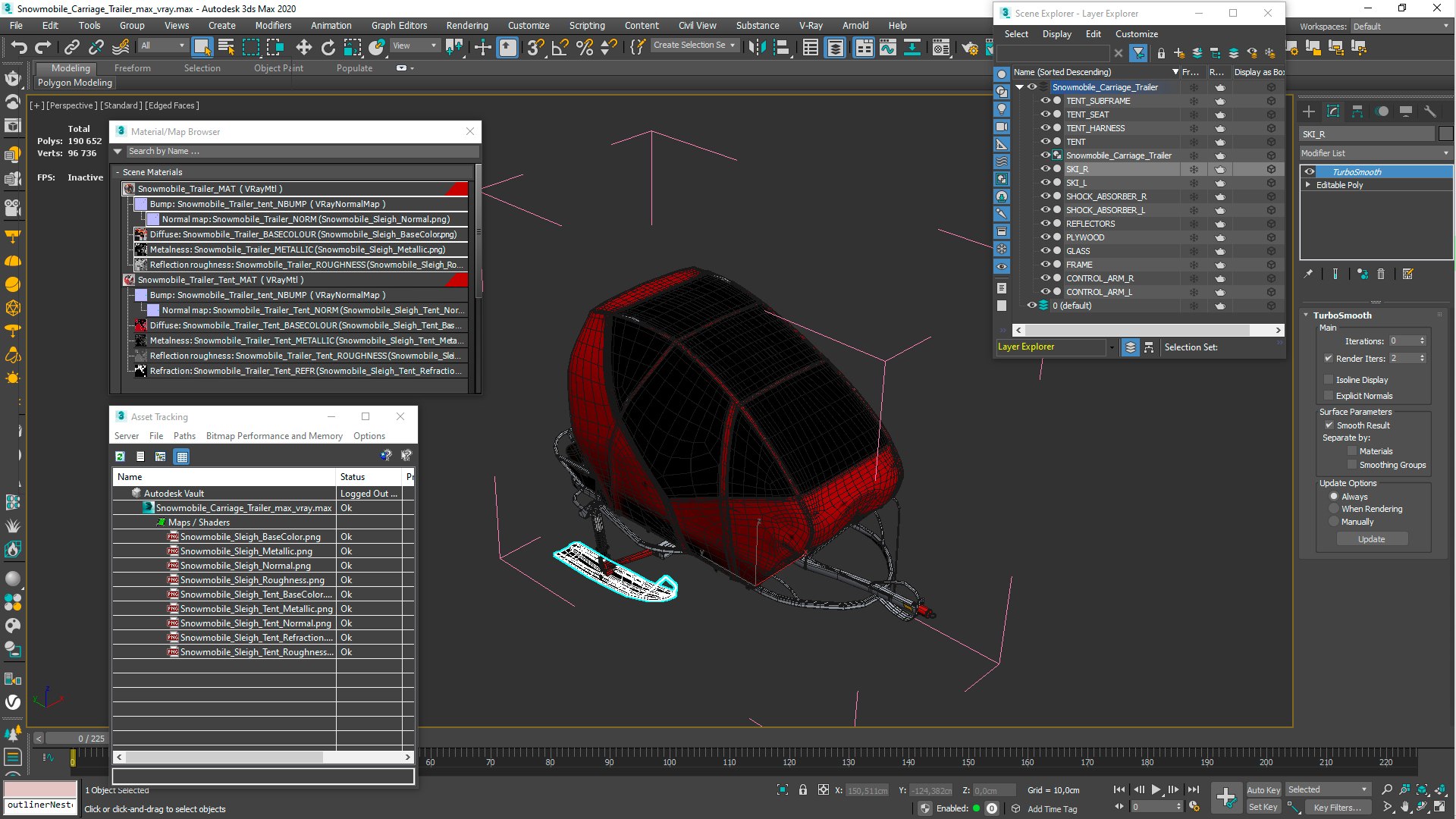 3D Model Snowmobile Carriage Trailer - TurboSquid 2274434