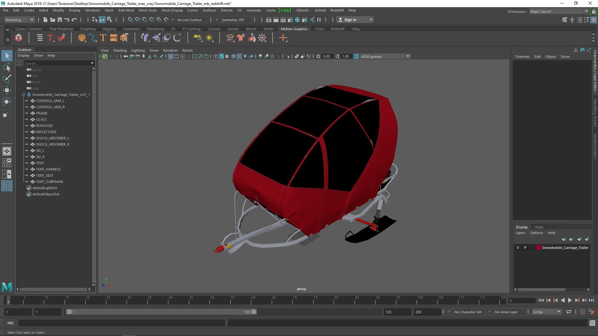3D Model Snowmobile Carriage Trailer - TurboSquid 2274434