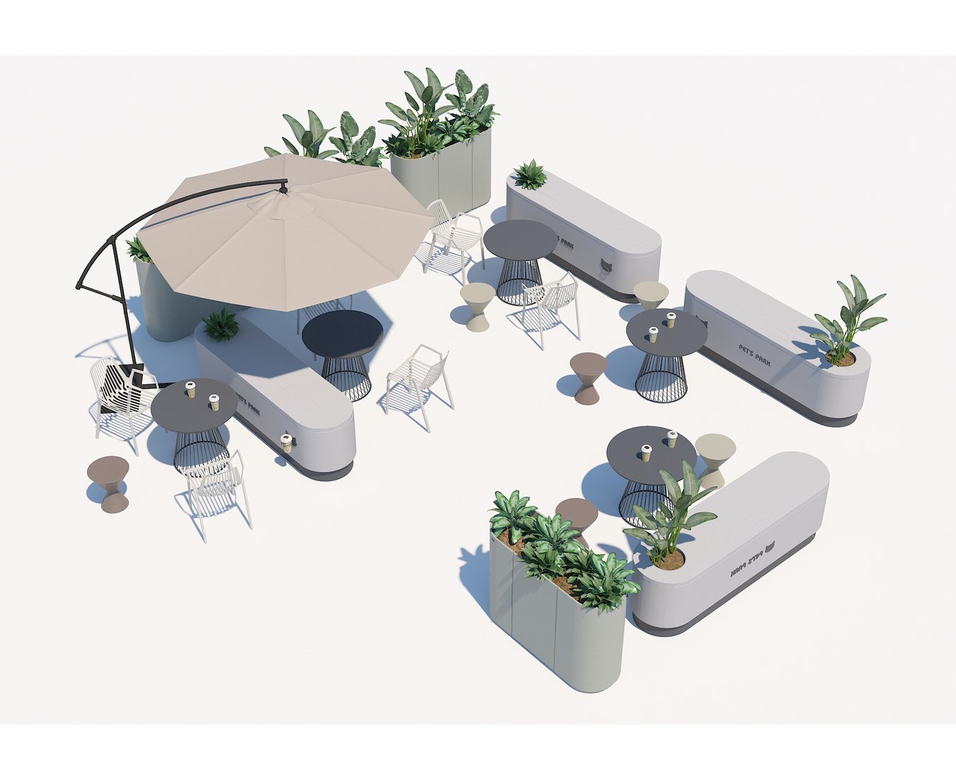 3D Modern Commercial Outdoor Display Combination Tea And Pet Friendly ...