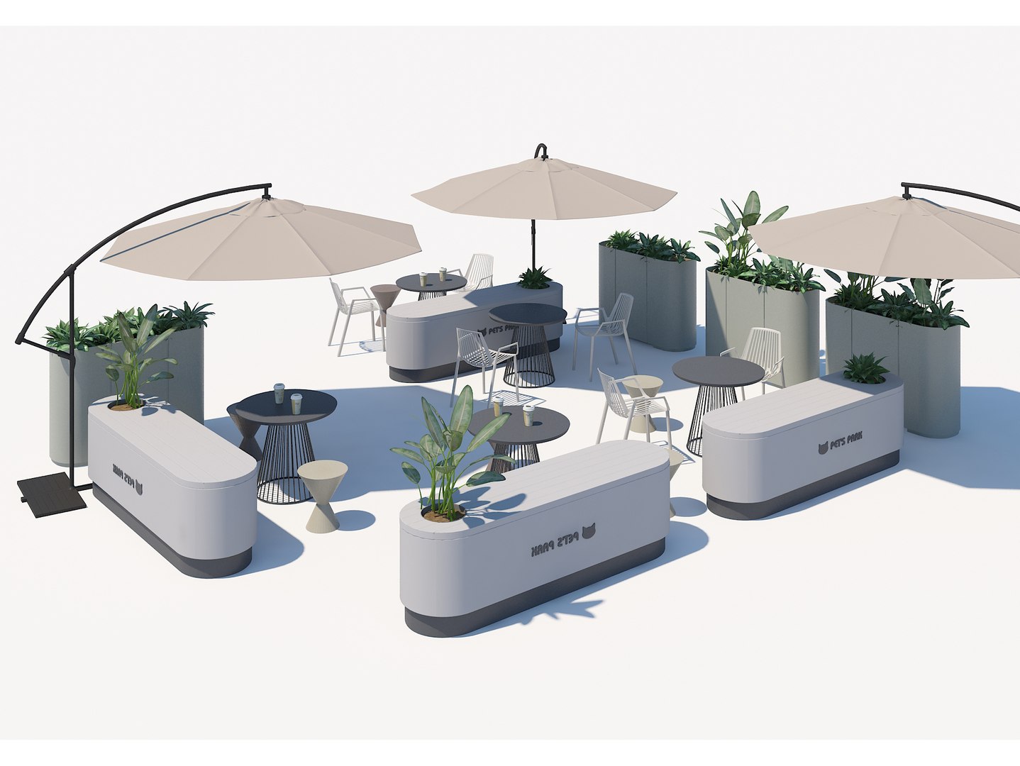 3D Modern Commercial Outdoor Display Combination Tea And Pet Friendly ...