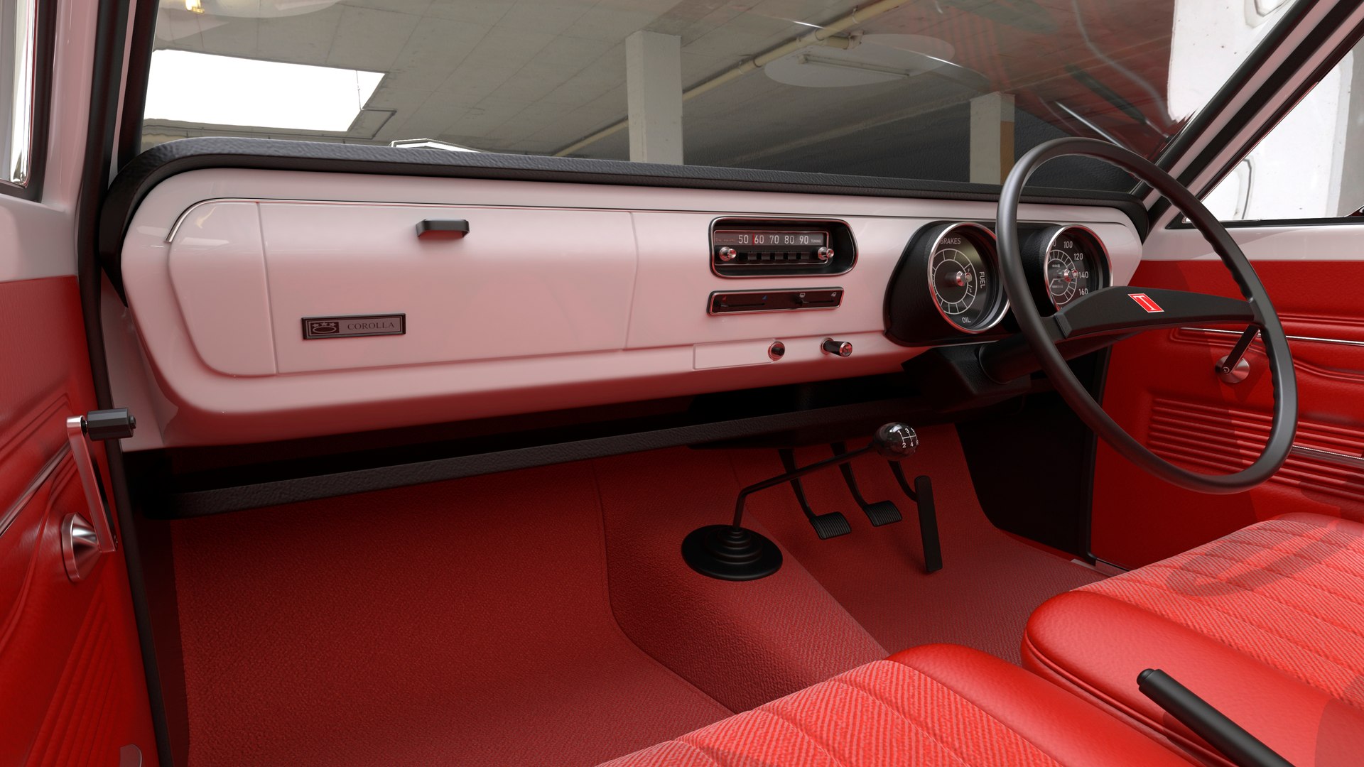 1st Gen Toyota Corolla E10 1966 White Rigged for Cinema 4D 3D model ...