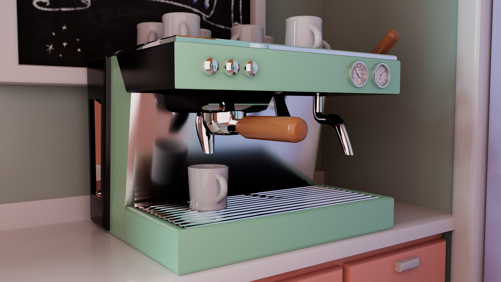 3D Model Cafe Coffee Shop Pastel Cartoon Low Poly - TurboSquid 1881913