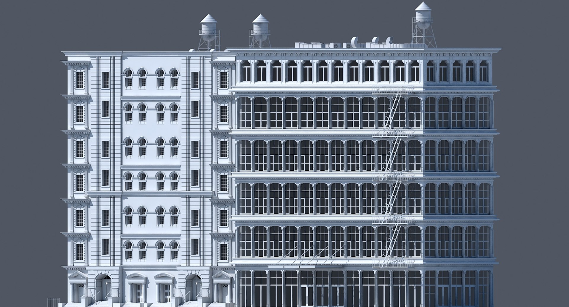 3D Tenement Building Facades - TurboSquid 1303452