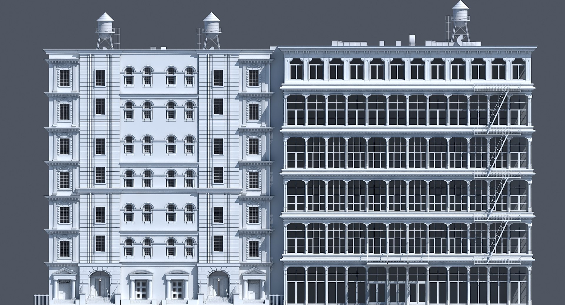 3D Tenement Building Facades - TurboSquid 1303452