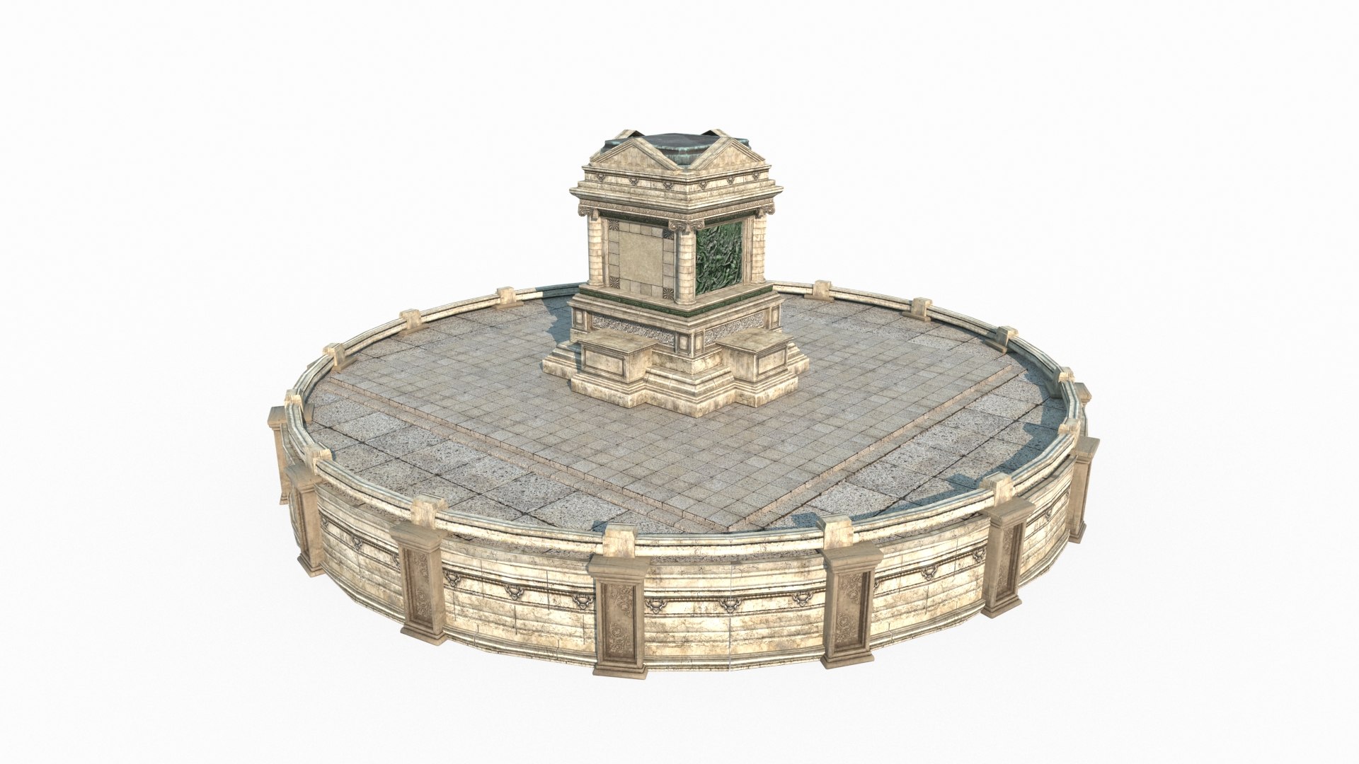 3D Model Ancient Park Statue Base - TurboSquid 2394848