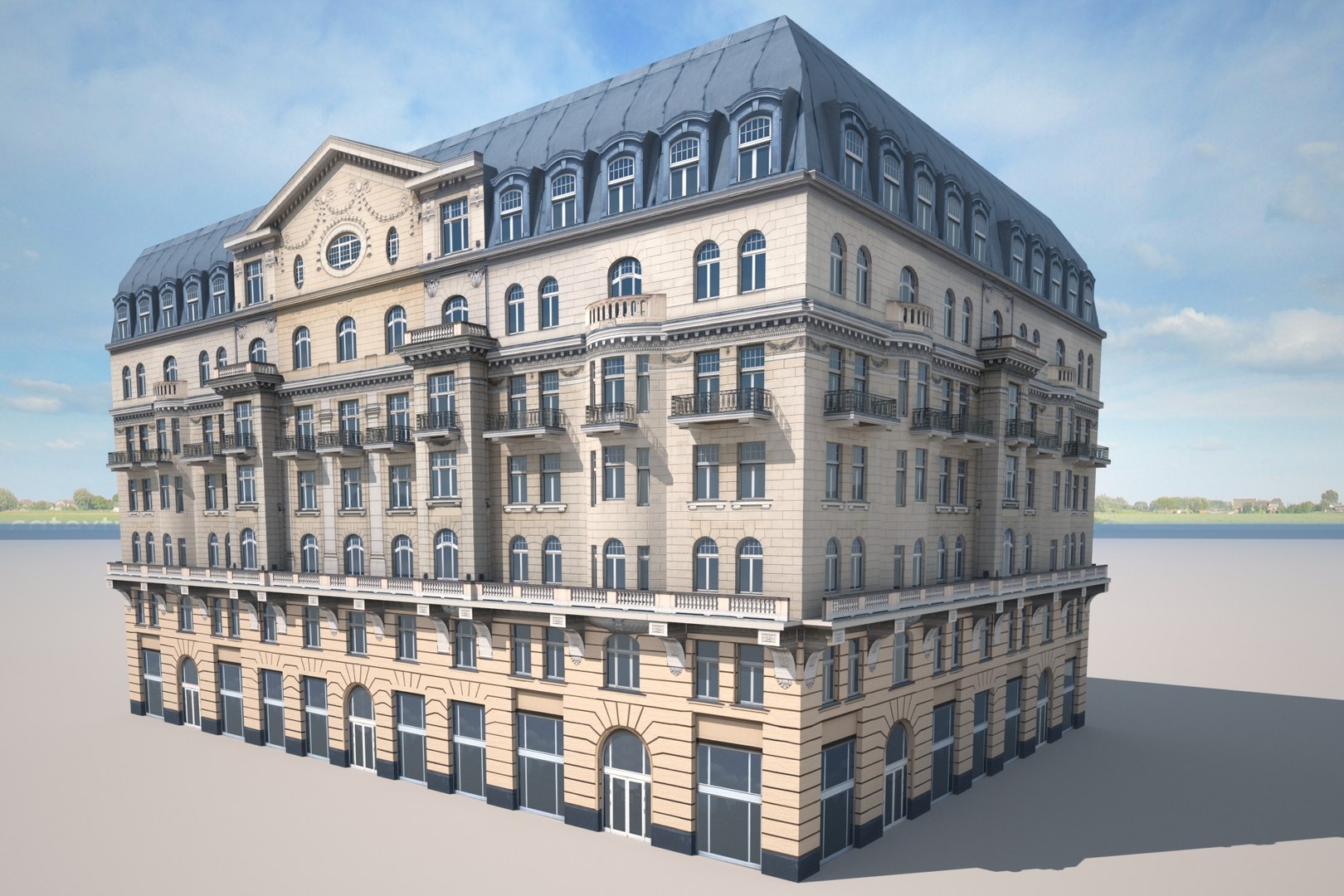 3D Neoclassical Hotel - TurboSquid 1159292