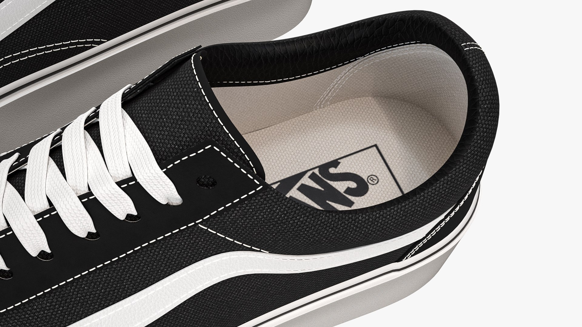 3D Model Vans Old Skool Stackform Black And White - TurboSquid 1899277