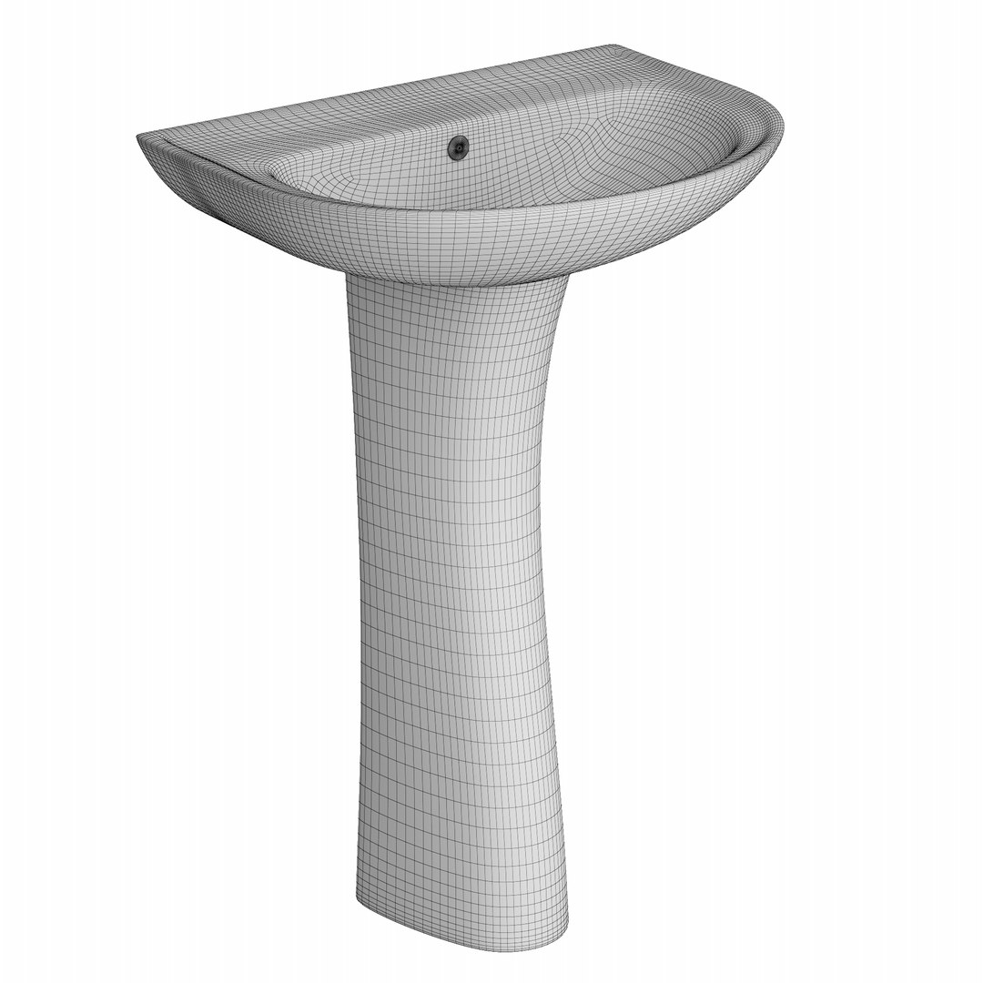 Pedestal half wash basin 3D model - TurboSquid 1692955