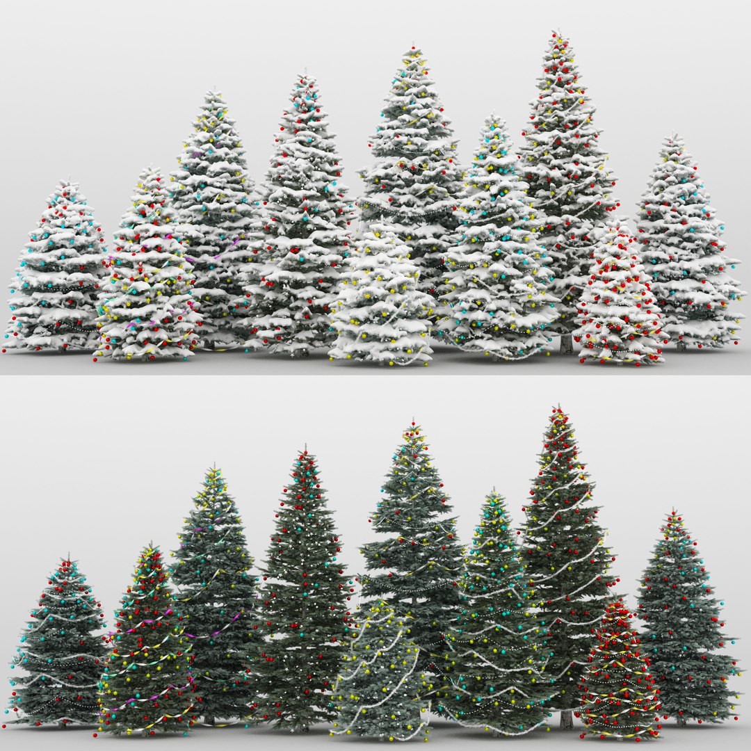 10 christmas trees 3d model