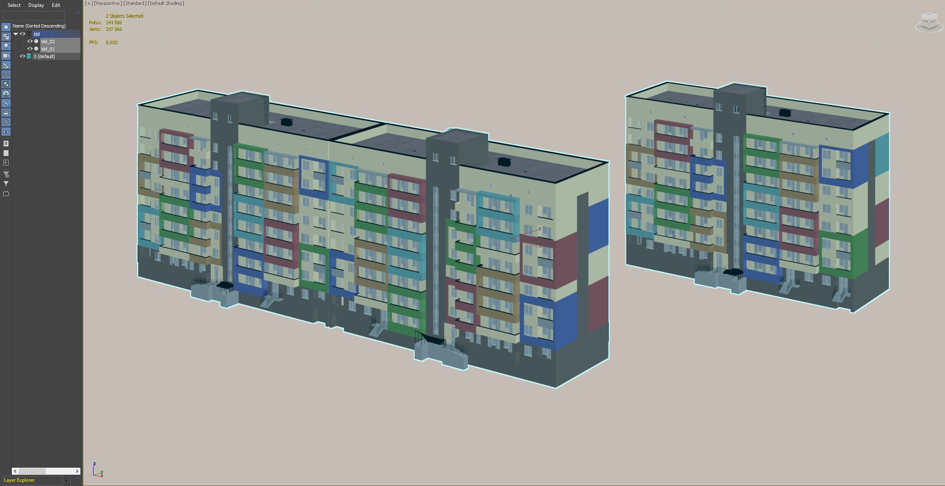 3D Two eight-story residential city buildings 3d model model ...