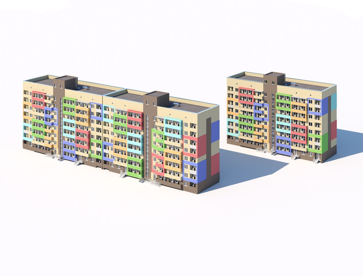 3D Two eight-story residential city buildings 3d model model ...