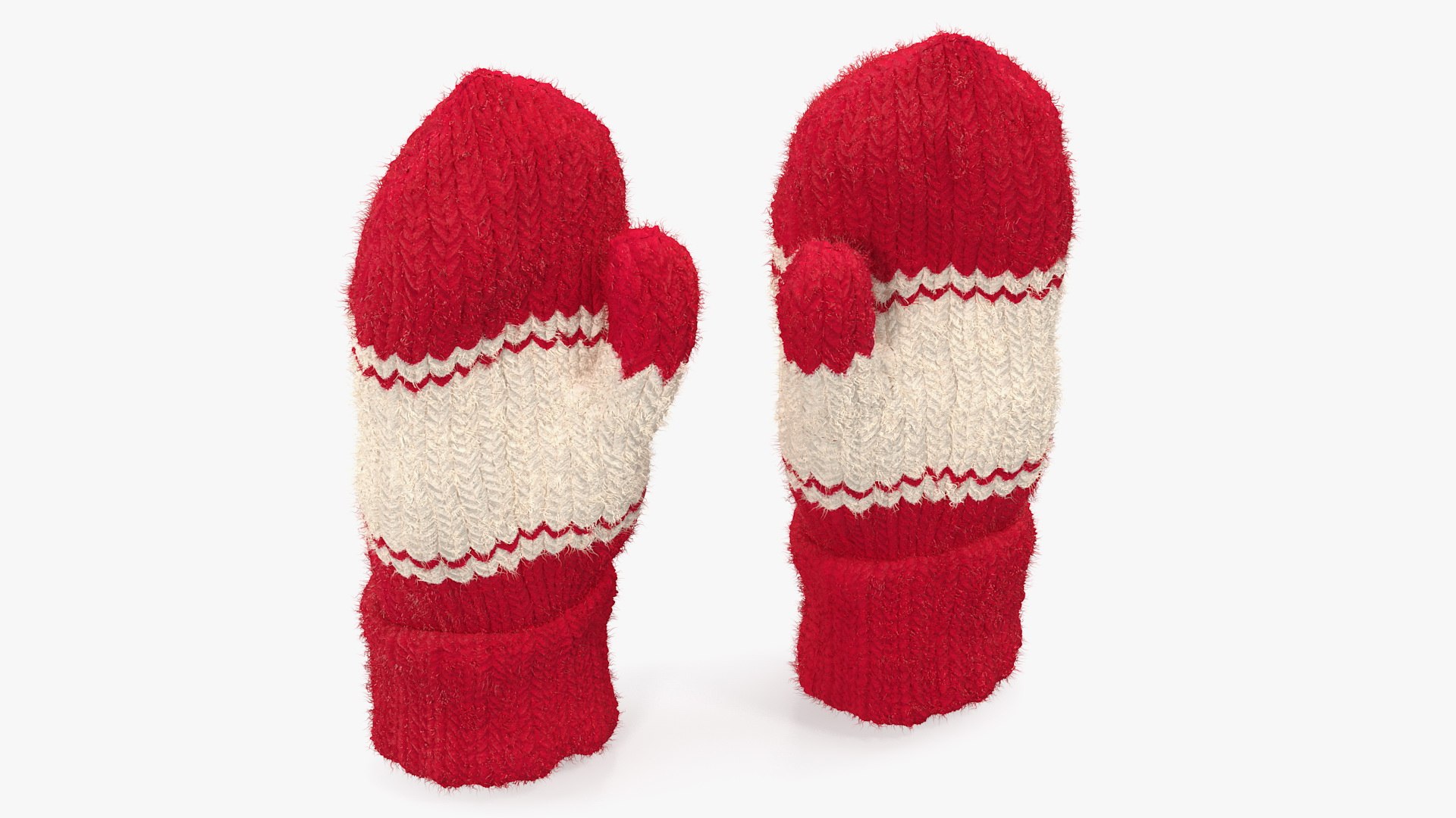 3D pair red wool mittens - TurboSquid 1567871