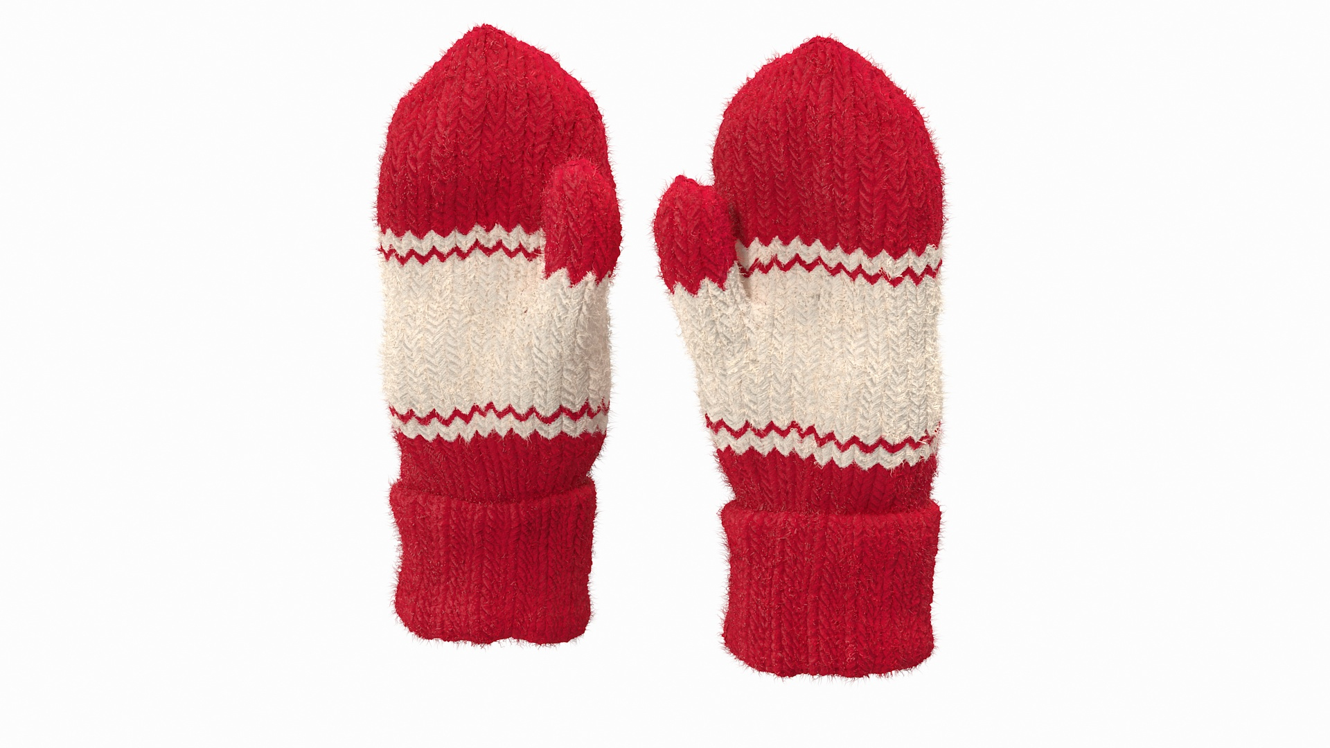 3D pair red wool mittens - TurboSquid 1567871