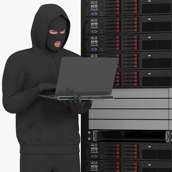 modelo 3d Hacker trabajando con el servidor - TurboSquid 2327319