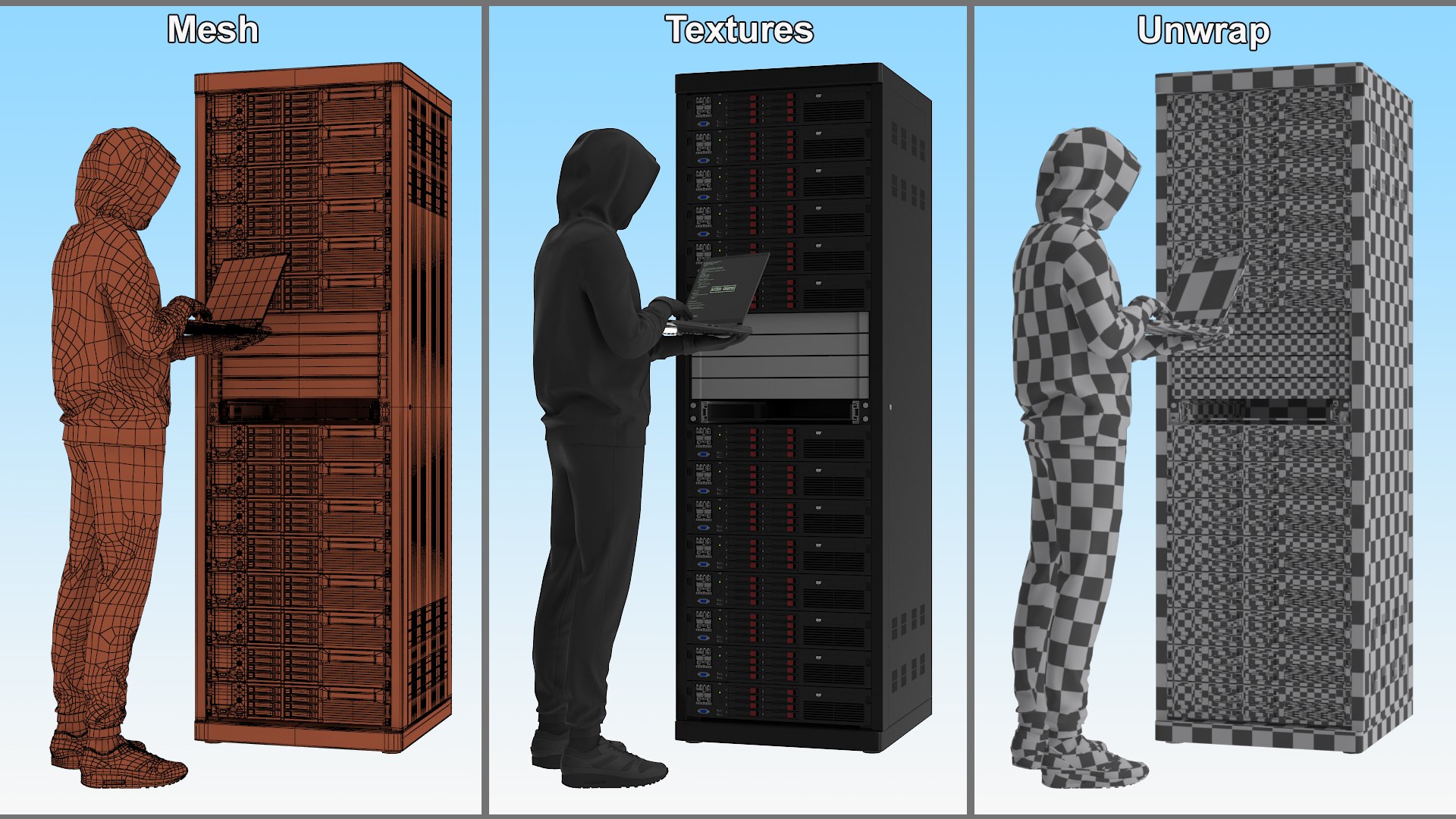 3D Hacker Working With Server - TurboSquid 2327319