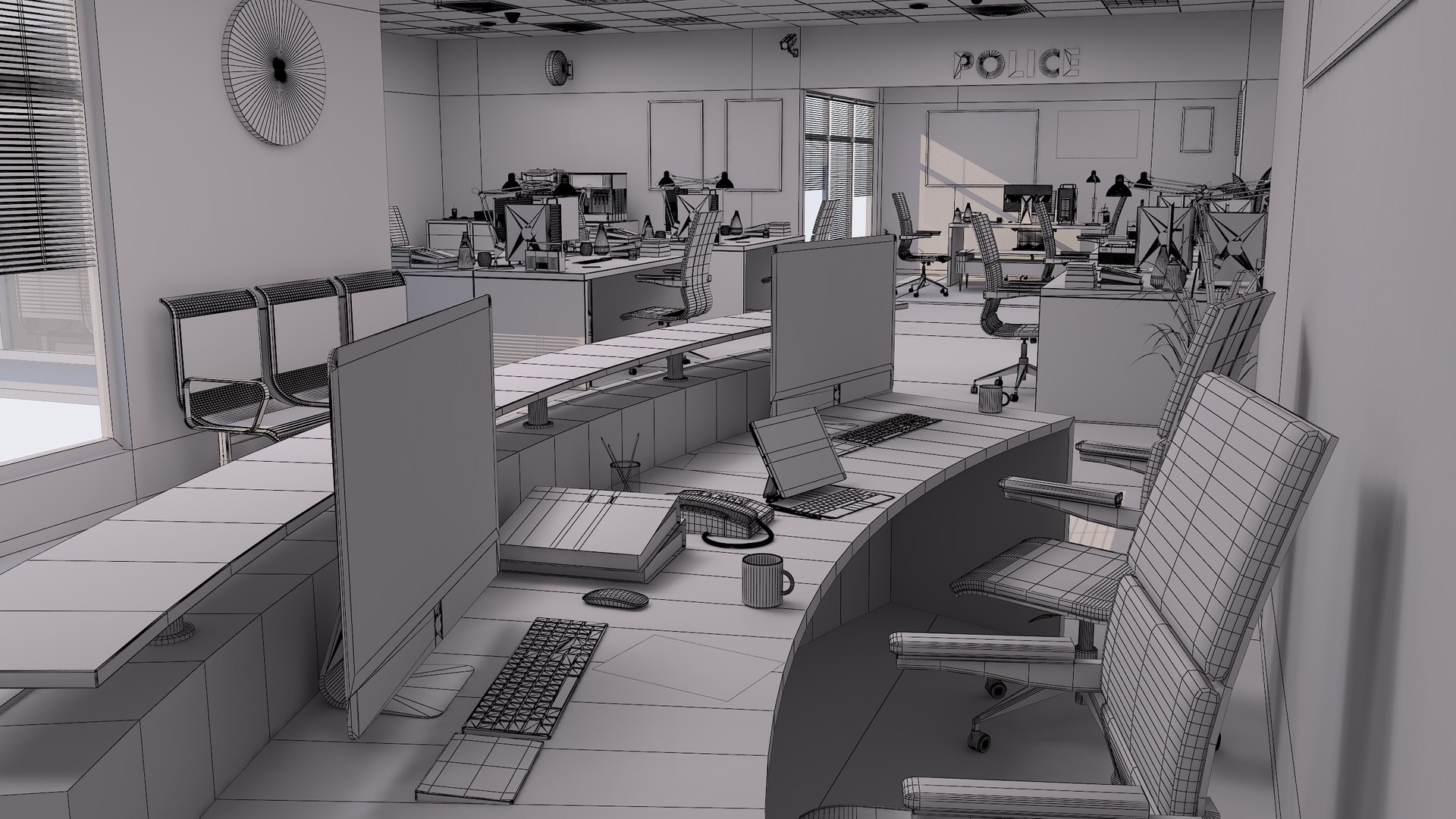 3D Model Police Station Interior - TurboSquid 2058673