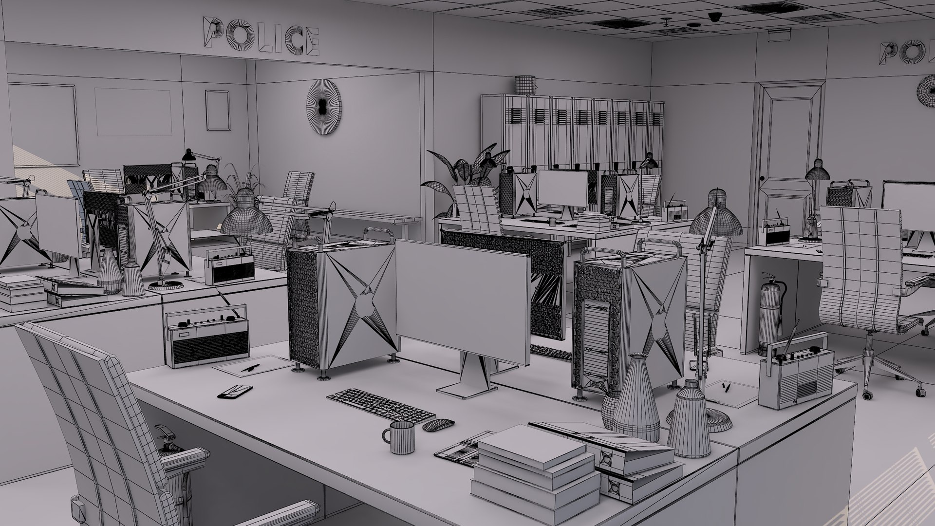 3D Model Police Station Interior - TurboSquid 2058673