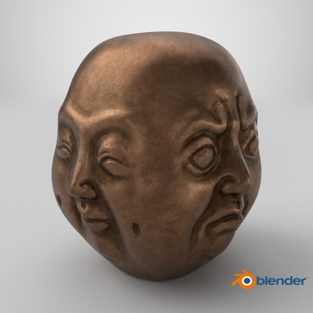 Four-Faced Bronze Buddha Head Model - TurboSquid 2433571